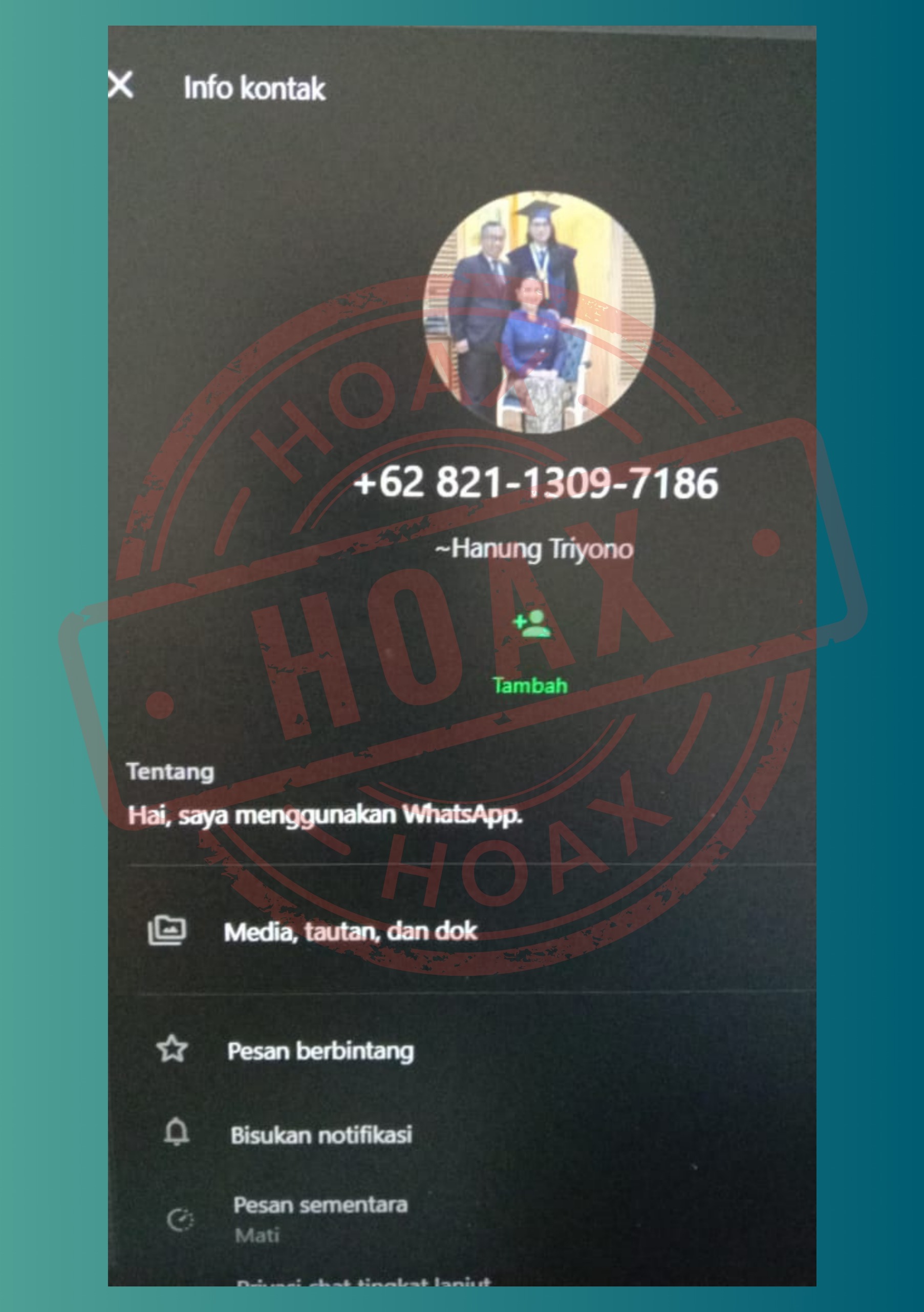 [HOAKS] Whatsapp Mengatasnamakan Kepala Dinas DPUBMCK Jateng, Dr. Ir ...
