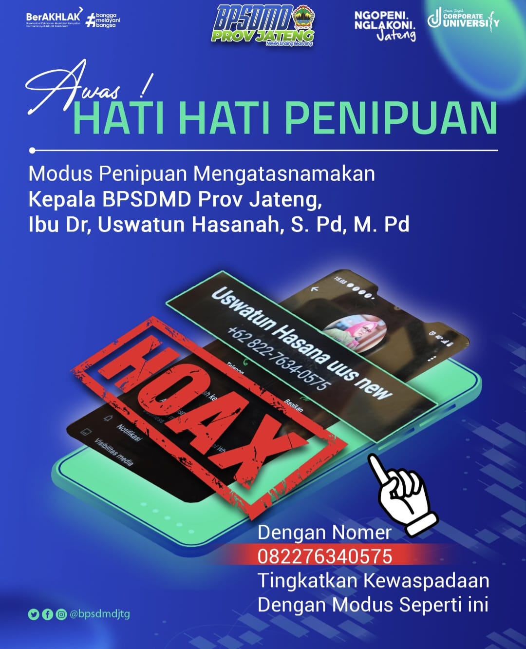 [HOAKS] Whatsapp Mengatasnamakan Kepala BPSDMD Provinsi Jawa Tengah, Dr ...