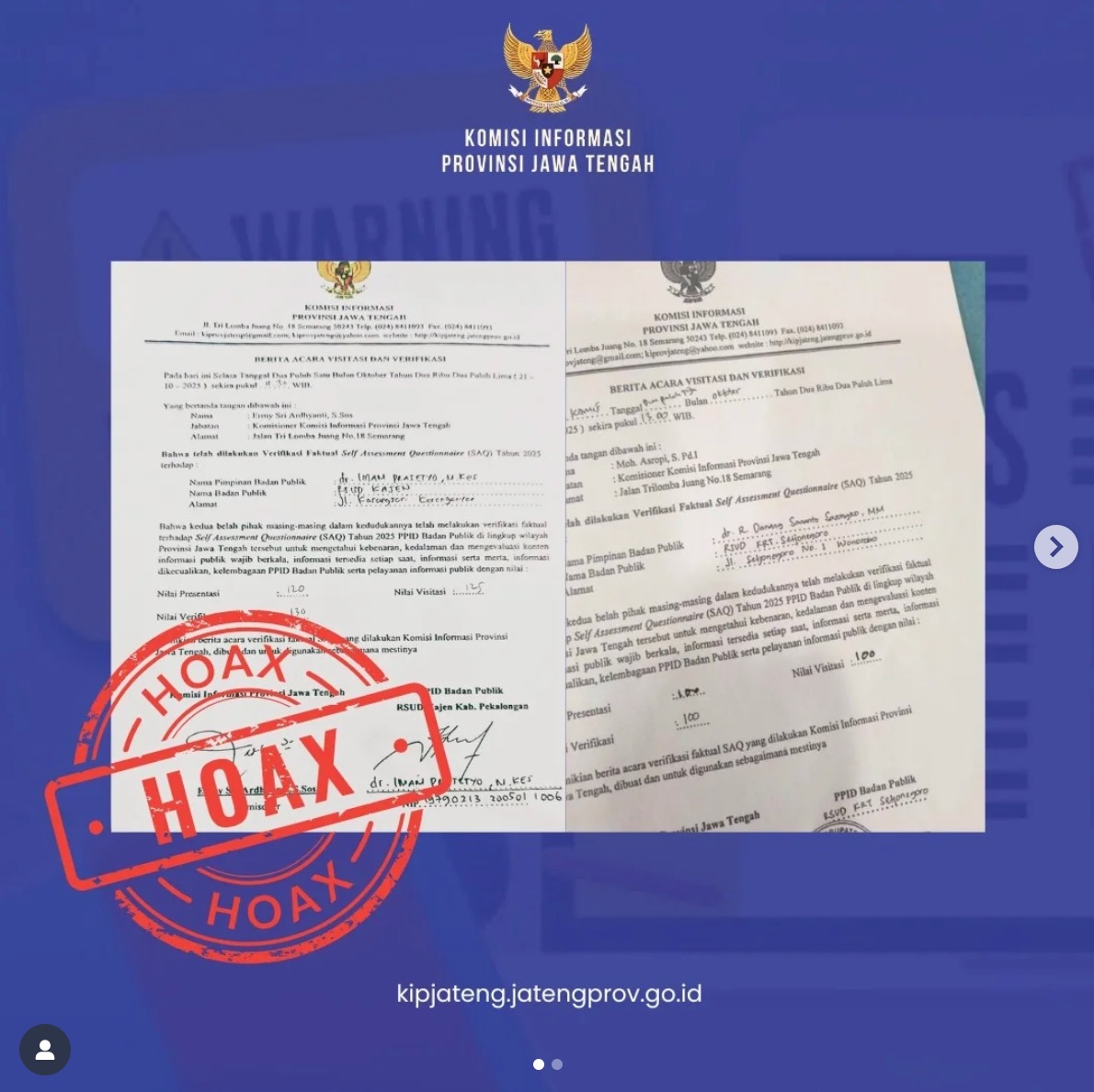 [HOAKS] Dokumen Nilai Visitasi dan Verifikasi Monev Keterbukaan ...