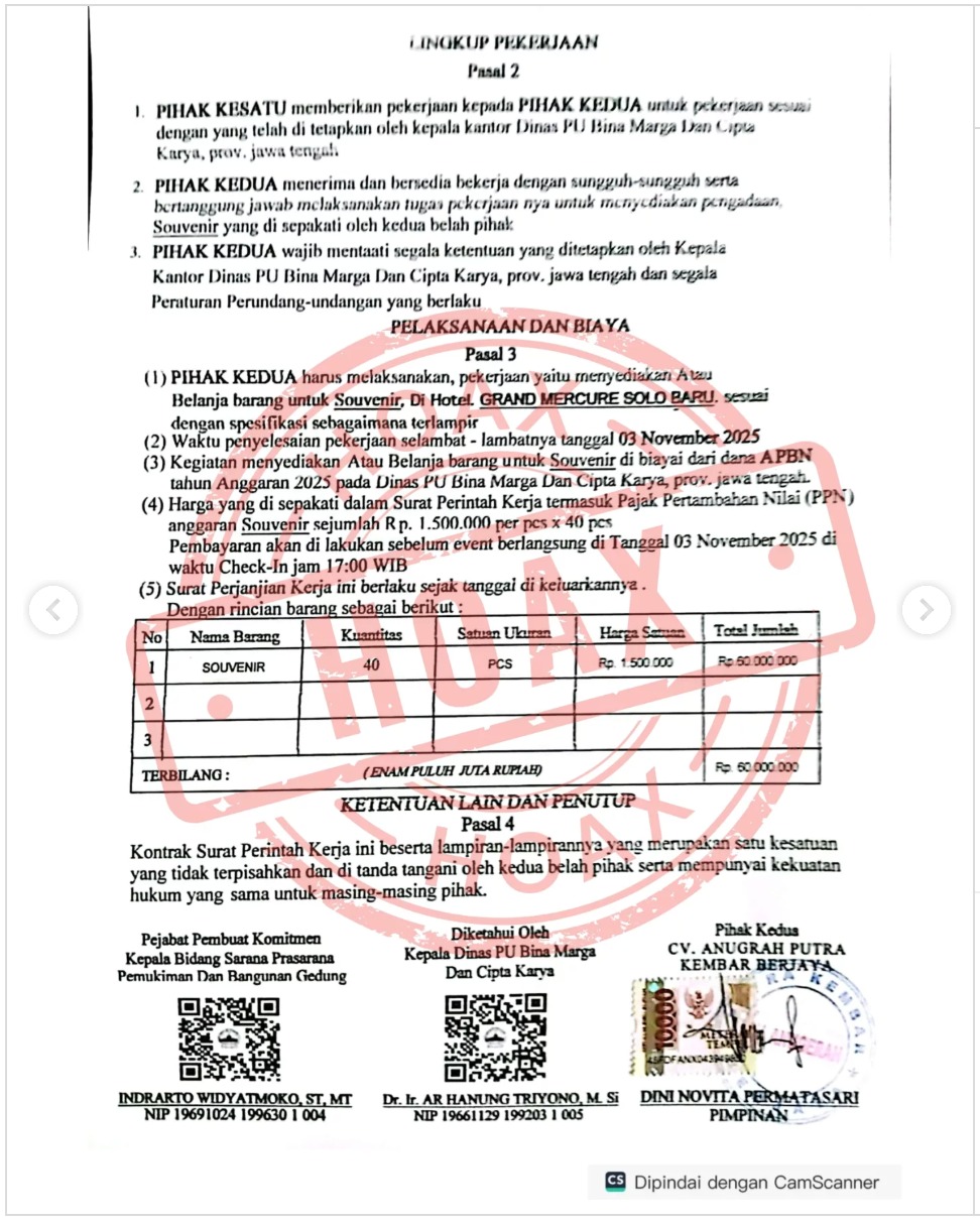 [HOAKS] Surat Perintah Kerja Mengatasnamakan DPUBMCK Jawa Tengah ...